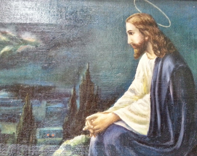 Jesus Overlooking Jerusalem Original 1930's Oil Painting Cincinnati ...
