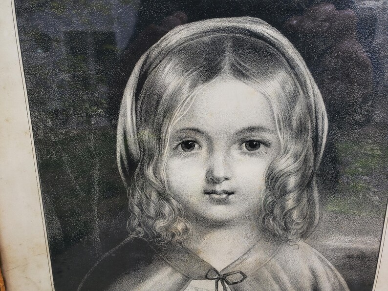 Antique "little Emma" Currier & Ives Lithograph in Distressed Black ...