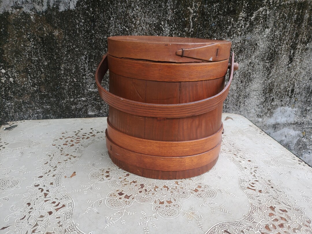 Mid Century Firkin Wood Sugar Bucket With Lid - Etsy