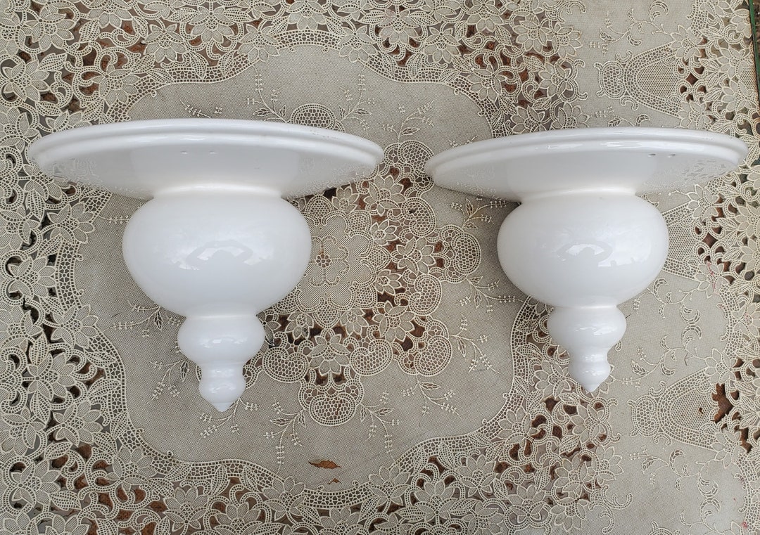 Vintage Georgian Contemporary White Ceramic Wall Bracket Shelf Pair - Etsy
