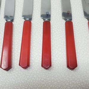 Vintage Art Deco Red Bakelite Knife Set of Six Peerless Stainless - Etsy