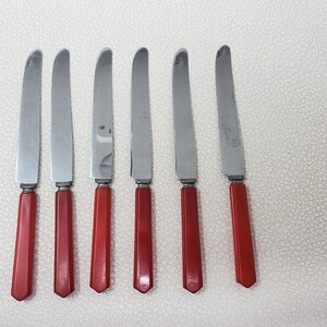 Vintage Art Deco Red Bakelite Knife Set of Six Peerless Stainless - Etsy
