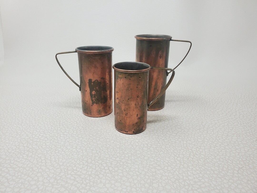 Vintage Copper Clad Measuring Cups With Brass Handles Set of Three - Etsy
