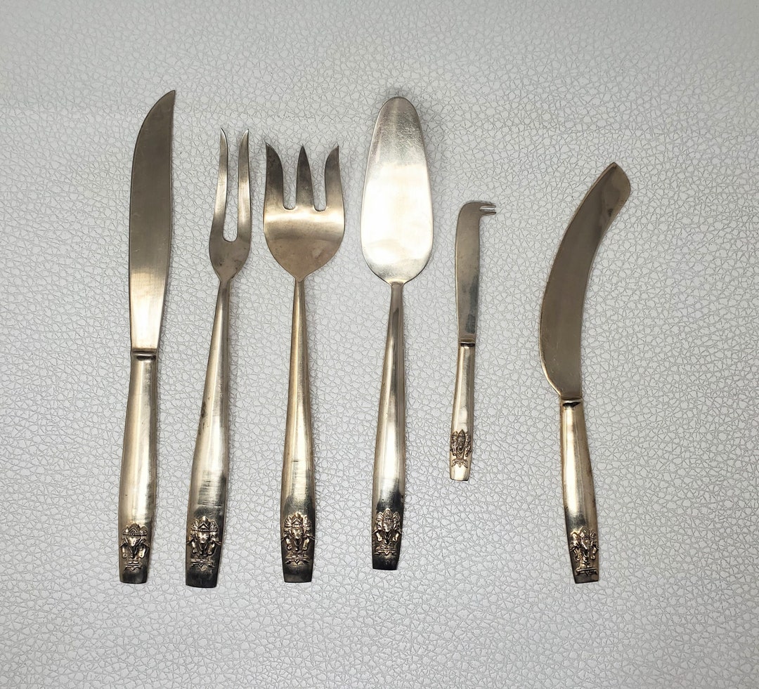 Vintage Siam Bronze Erawan Elephant Pattern Six Piece Serving Set - Etsy