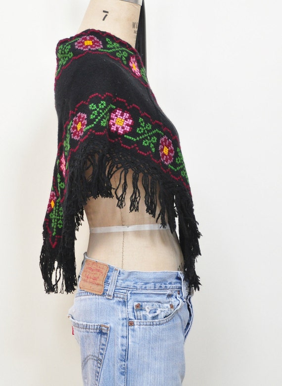 Chalina Vintage Black Caplet w Cross Stitch Hand Embr… - Gem