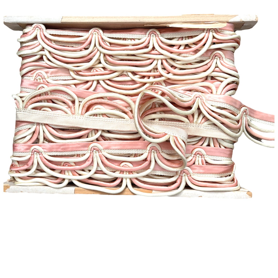 ANTIQUE TRIM Silk SATIN Loop Scallop Vintage Border Hoop 1900s 16 Yards ...