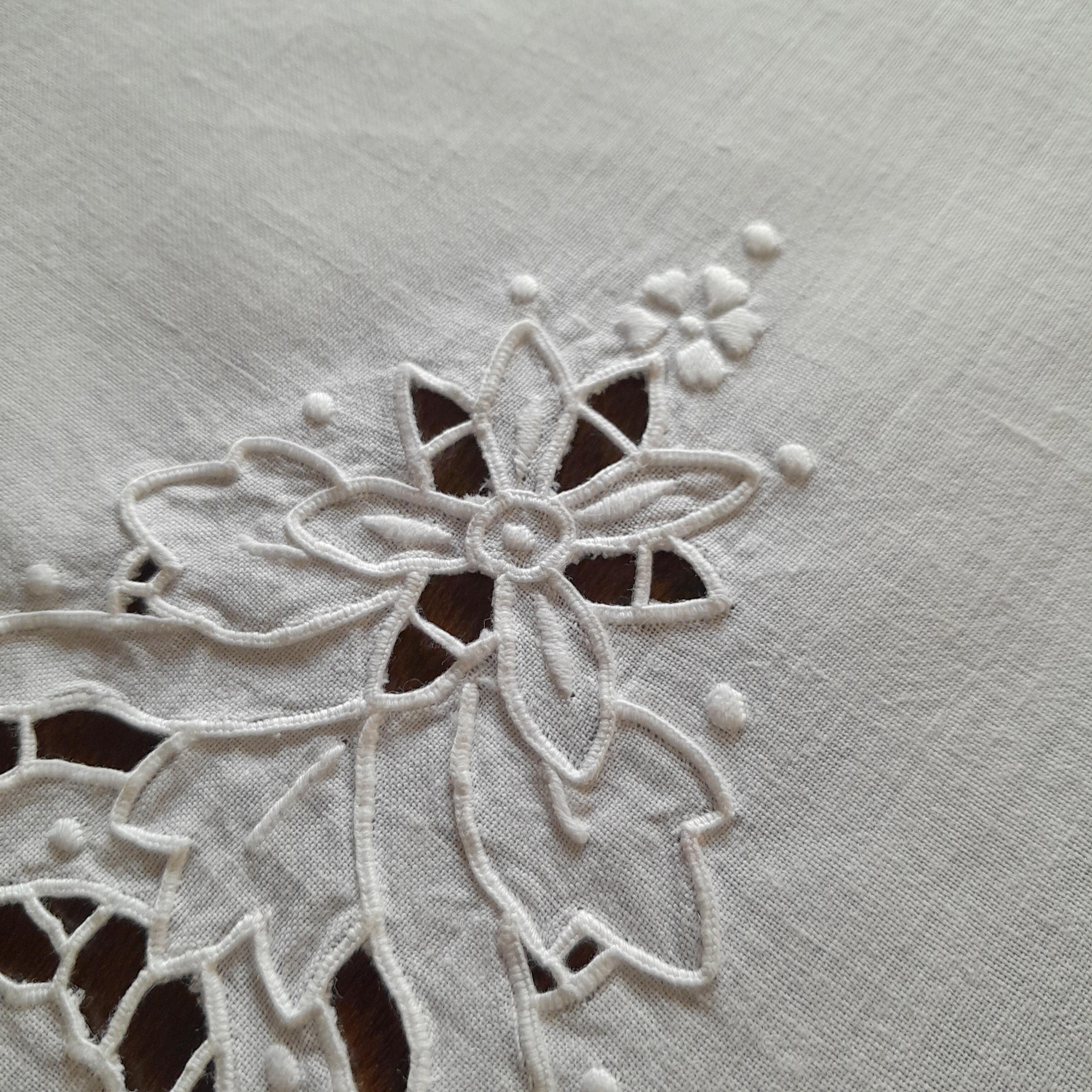 Embroidered Angel and Flowers, White Cotton Curtain, Rustic Valance 32 ...