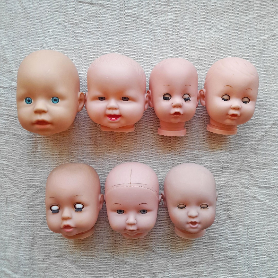 Medium Doll Head, Vintage Baby Doll Parts, Vinyl and Plastic, Repair ...