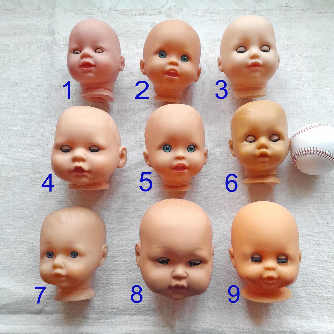 Medium Doll Head, Vintage Baby Doll Parts, Vinyl and Plastic, Repair ...