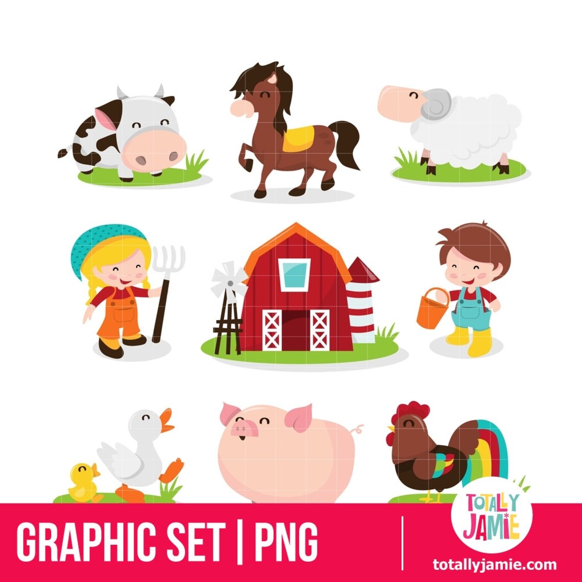 Farm Cliparts Farm Animals Cliparts Farmer Cliparts - Etsy Australia