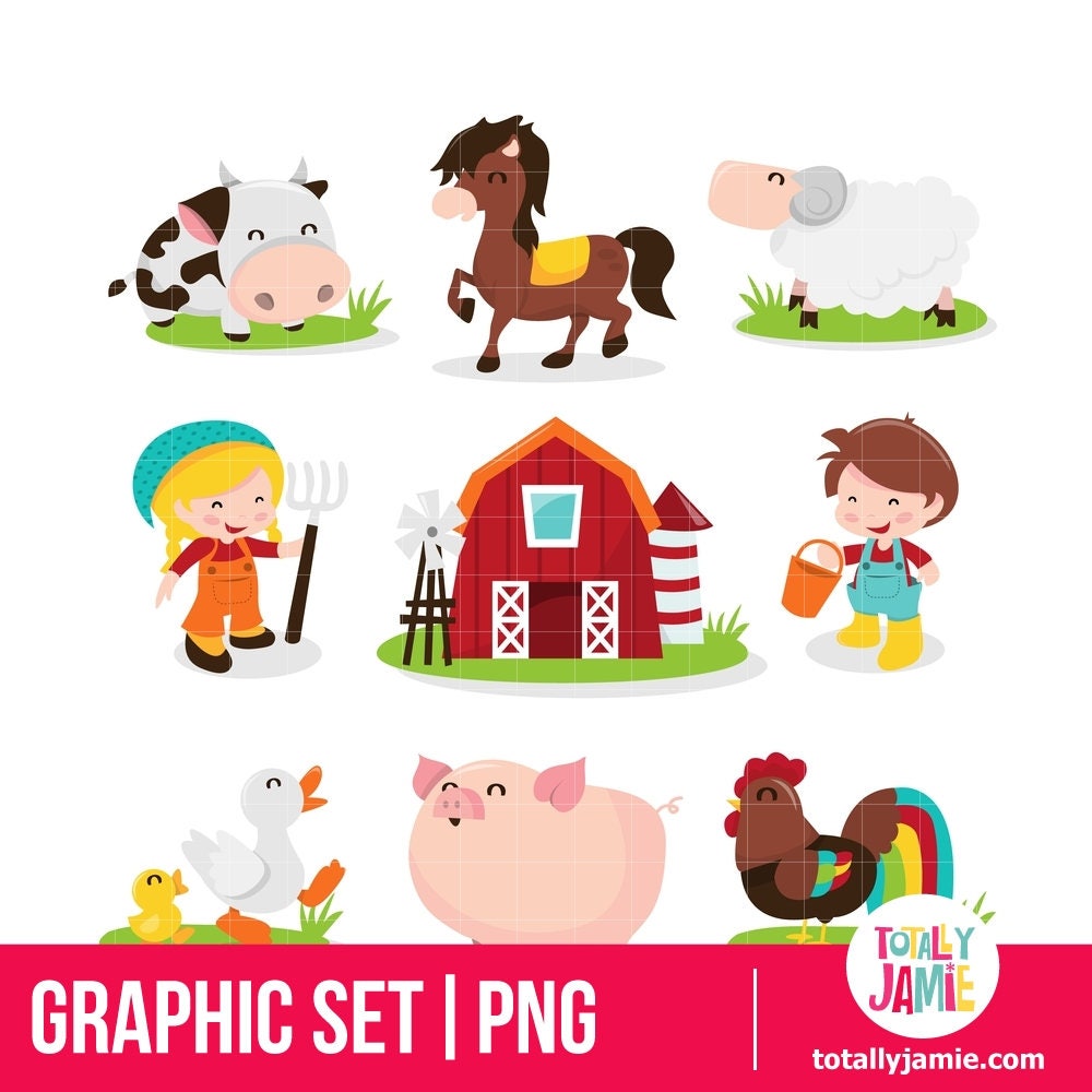 Farm Cliparts Farm Animals Cliparts Farmer Cliparts - Etsy Australia