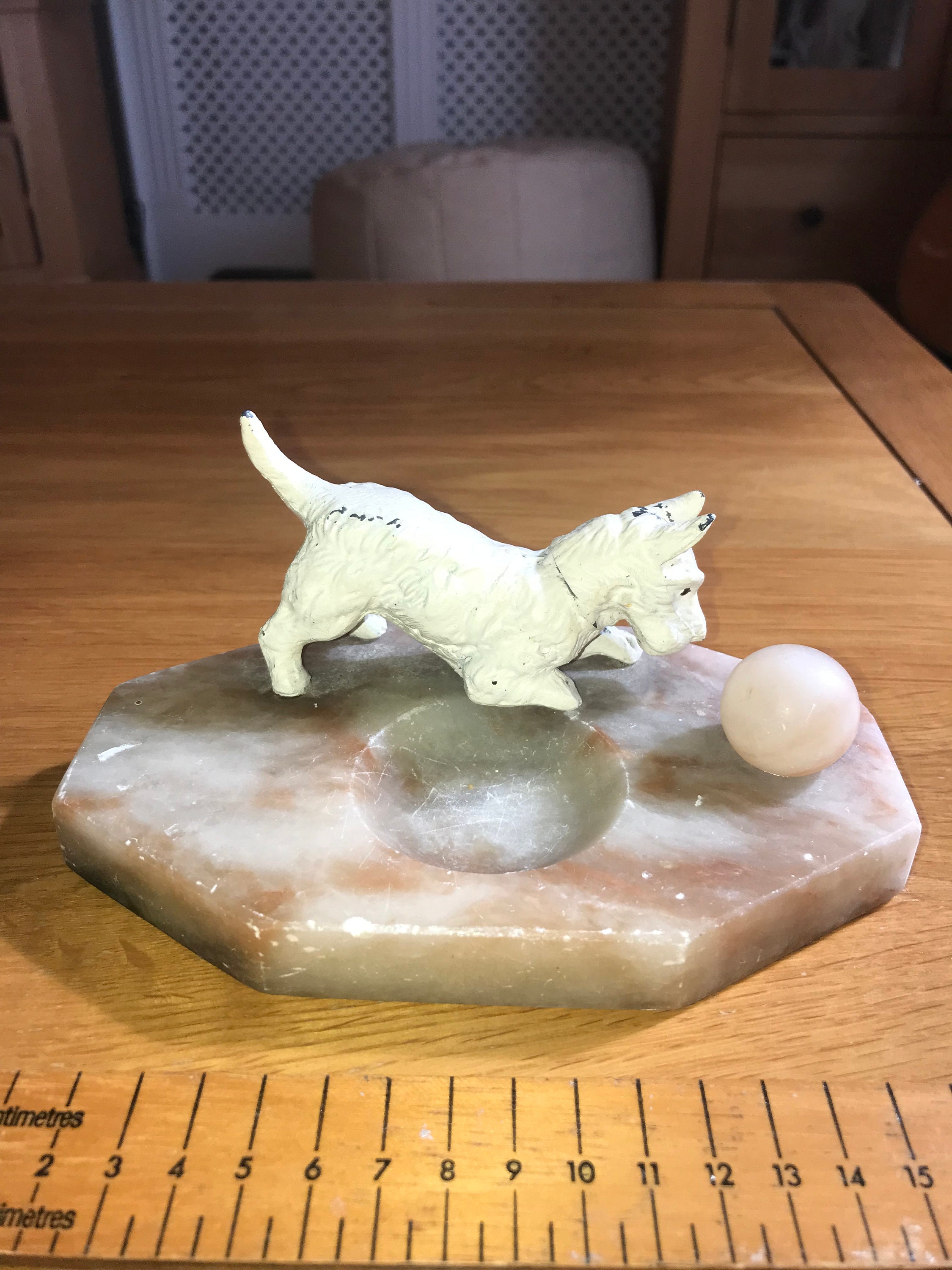 Art Deco 1930s Pink Marble Pin Dish Spelter White Scottie Dog - Etsy