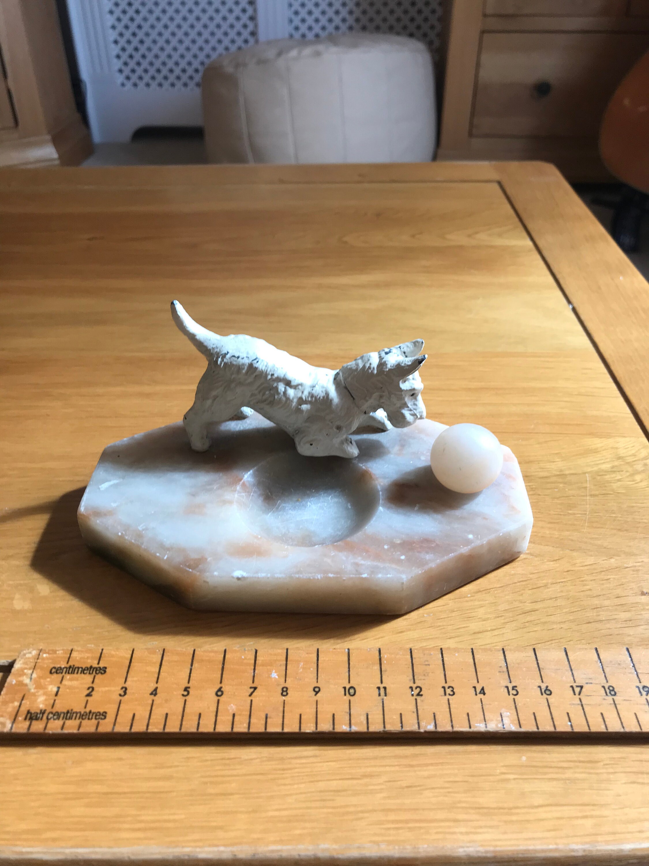 Art Deco 1930s Pink Marble Pin Dish Spelter White Scottie Dog - Etsy