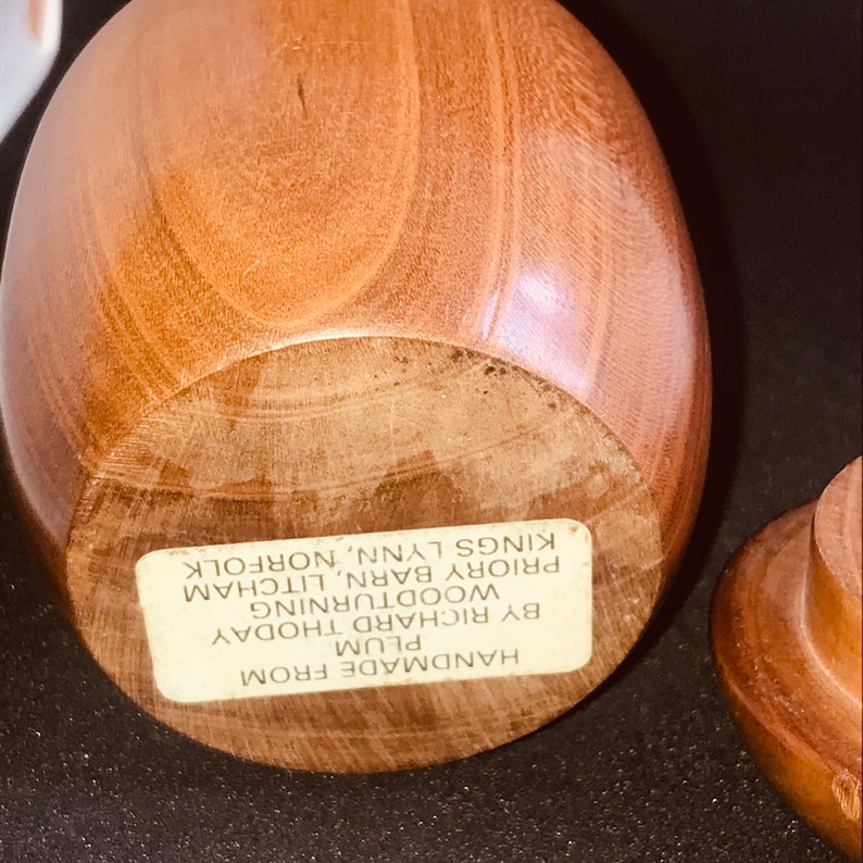Treen Plum Woodturned Oval Box 7.5cm 1970s Vintage Richard Thoday Norfolk - Etsy