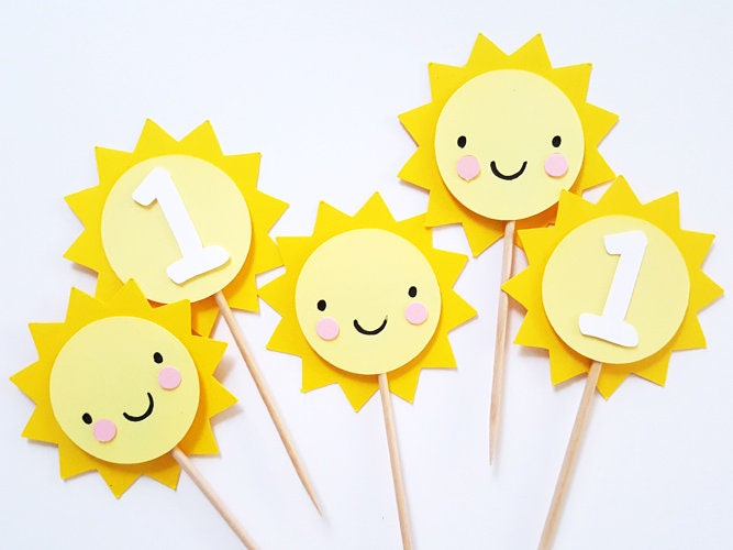 Set of 12pcs Sunshine Sun Cupcake Toppers - Etsy