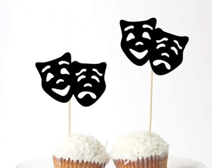 Set of 24pcs Comedy Tragedy Mask Cupcake Toppers | Etsy