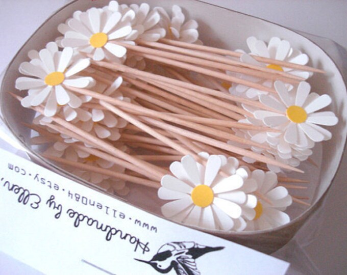 Set of 24pcs Daisy Party Picks Cupcake Toppers Toothpicks - Etsy