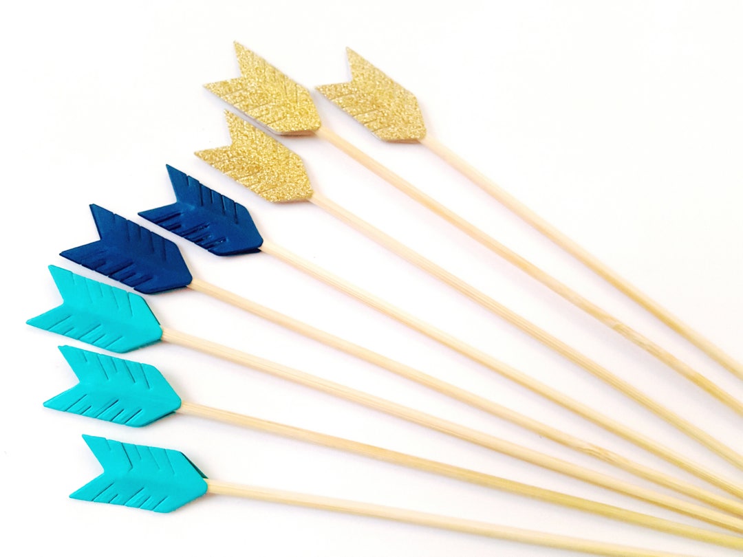 Set of 24pcs - Teal, Navy & Gold Glitter MIX Arrow on 8inch Stir Stick ...