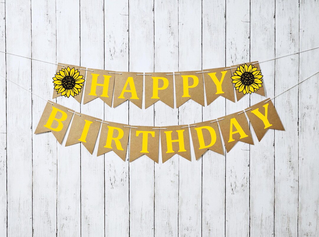Sunflower Birthday Banner, Sunflower Banner, Flower Decor, Sunflower ...