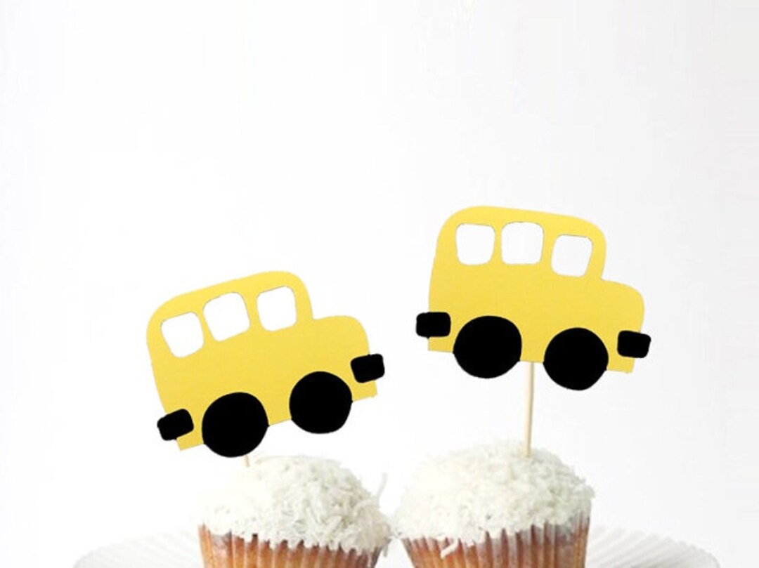Set of 24pcs - School Bus Cupcake Toppers - Etsy