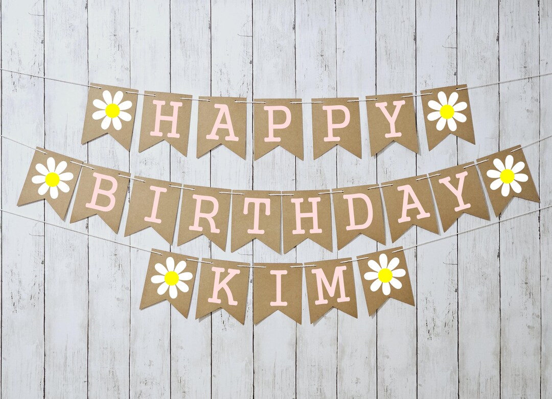 Daisy Birthday Banner, Happy Birthday Banner, Daisy Theme Birthday ...
