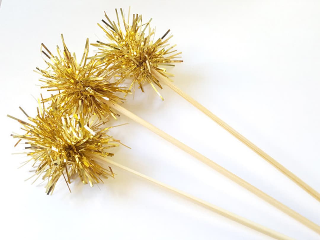 Set of 24pcs Gold Tinsel on 6 OR 8 Skewer, Stir Stick, Donut Holes ...