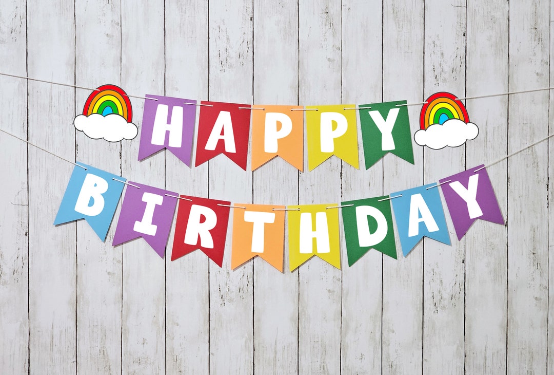 Personalized Rainbow Birthday Party Decorations, First Birthday Party ...
