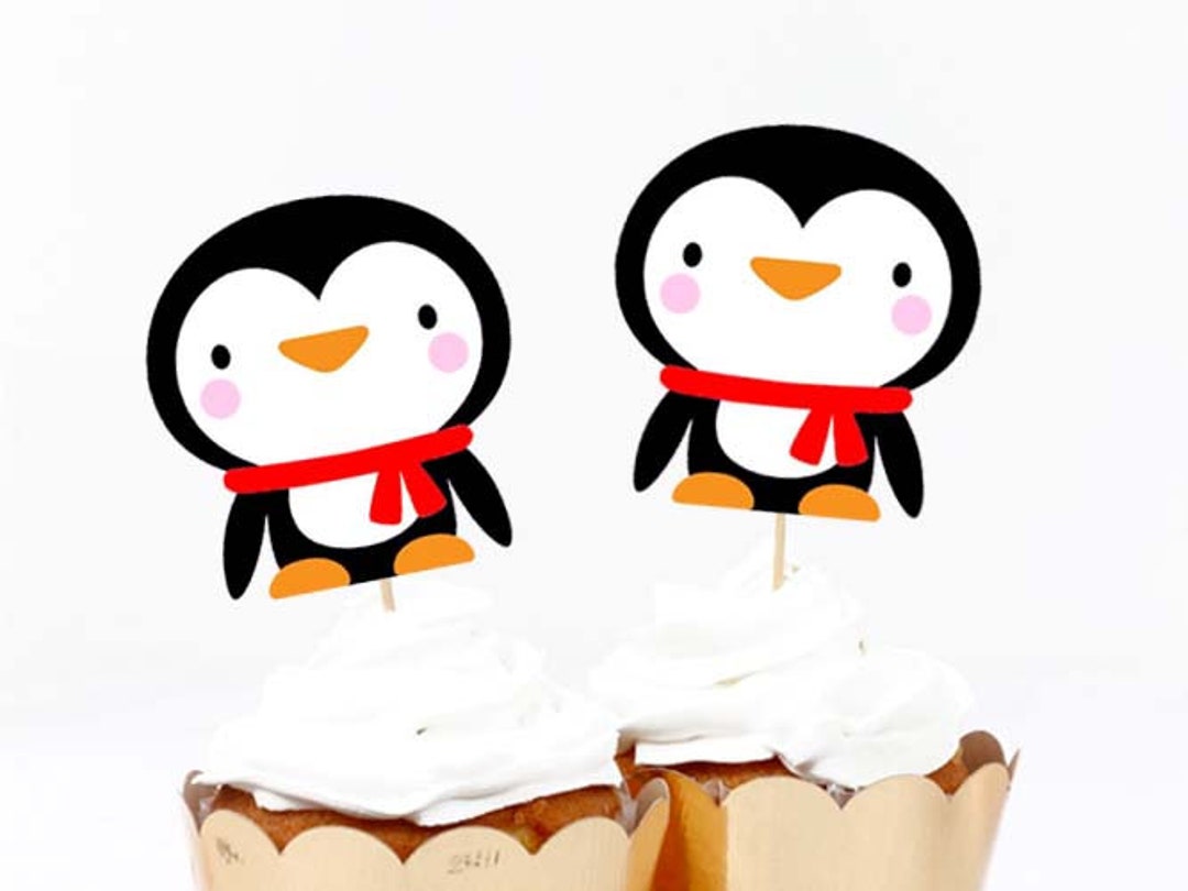 Set of 12pcs Penguin Cupcake Toppers - Etsy