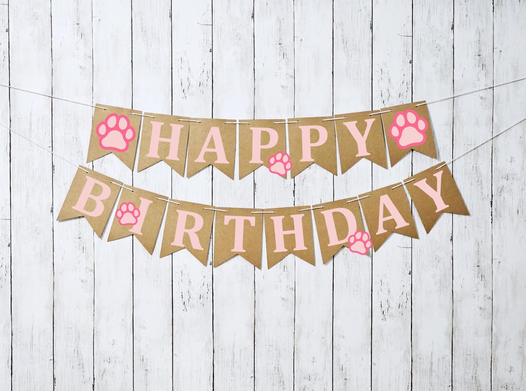 Paw Print Birthday Banner / Dog Birthday Banner / Puppy Birthday Banner ...