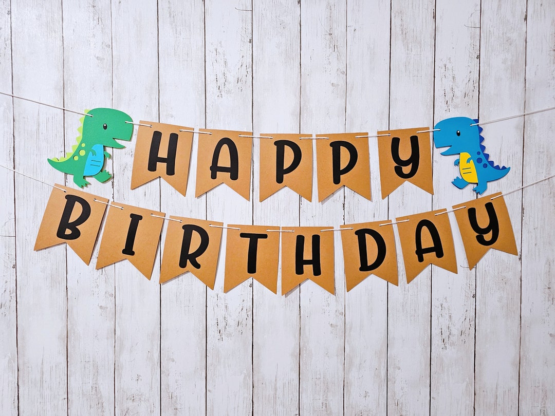 Personalized Dinosaur Birthday Banner - Etsy