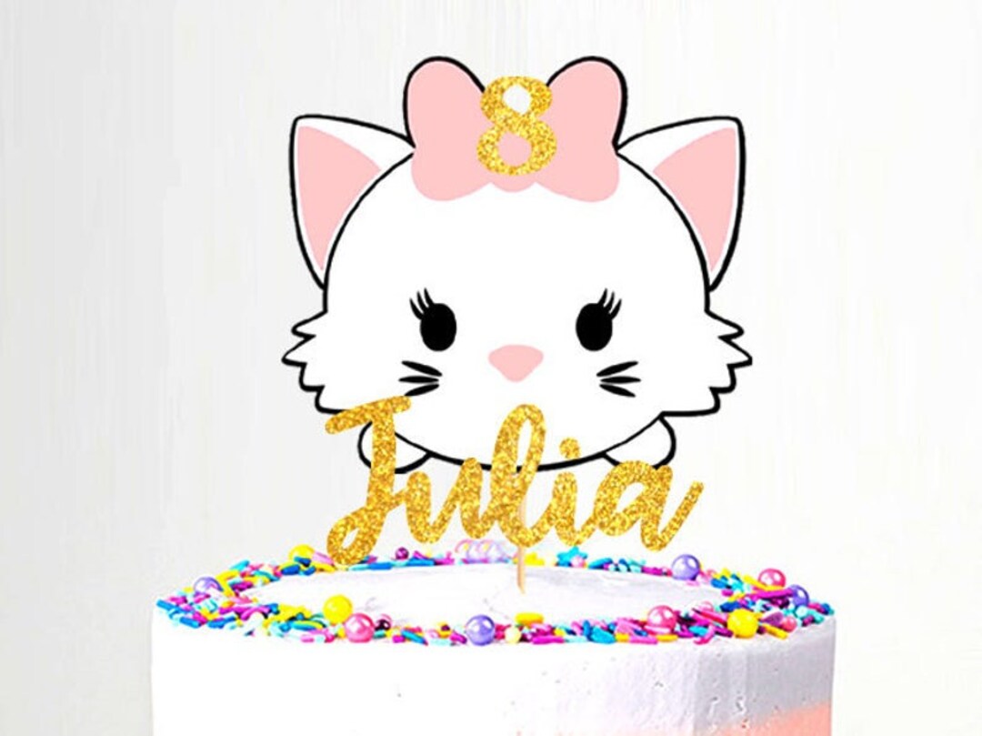 Personalized Cute White Cat Cake Topper - Etsy