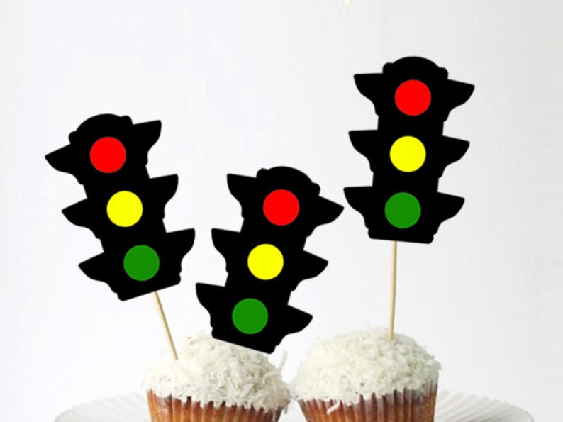 Set of 24Pcs Traffic Light Cupcake Toppers 6 OR | Etsy