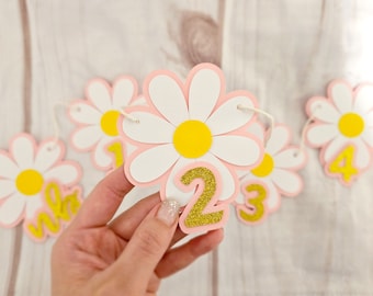 Daisy Monthly Photo Banner, First Birthday, Groovy Birthday Photo ...