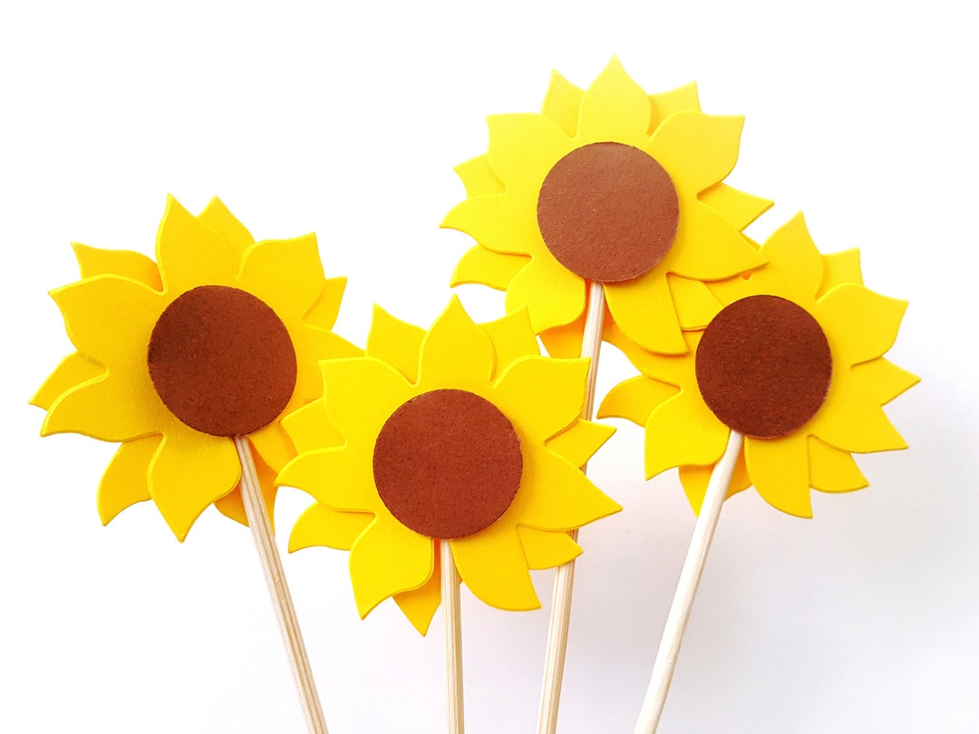 Set of 24pcs - Sunflower Cupcake Topper, Flower Topper, Sunflower ...