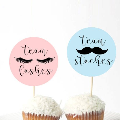 Team Lashes Team Staches Printable Gender Reveal Signs | Etsy