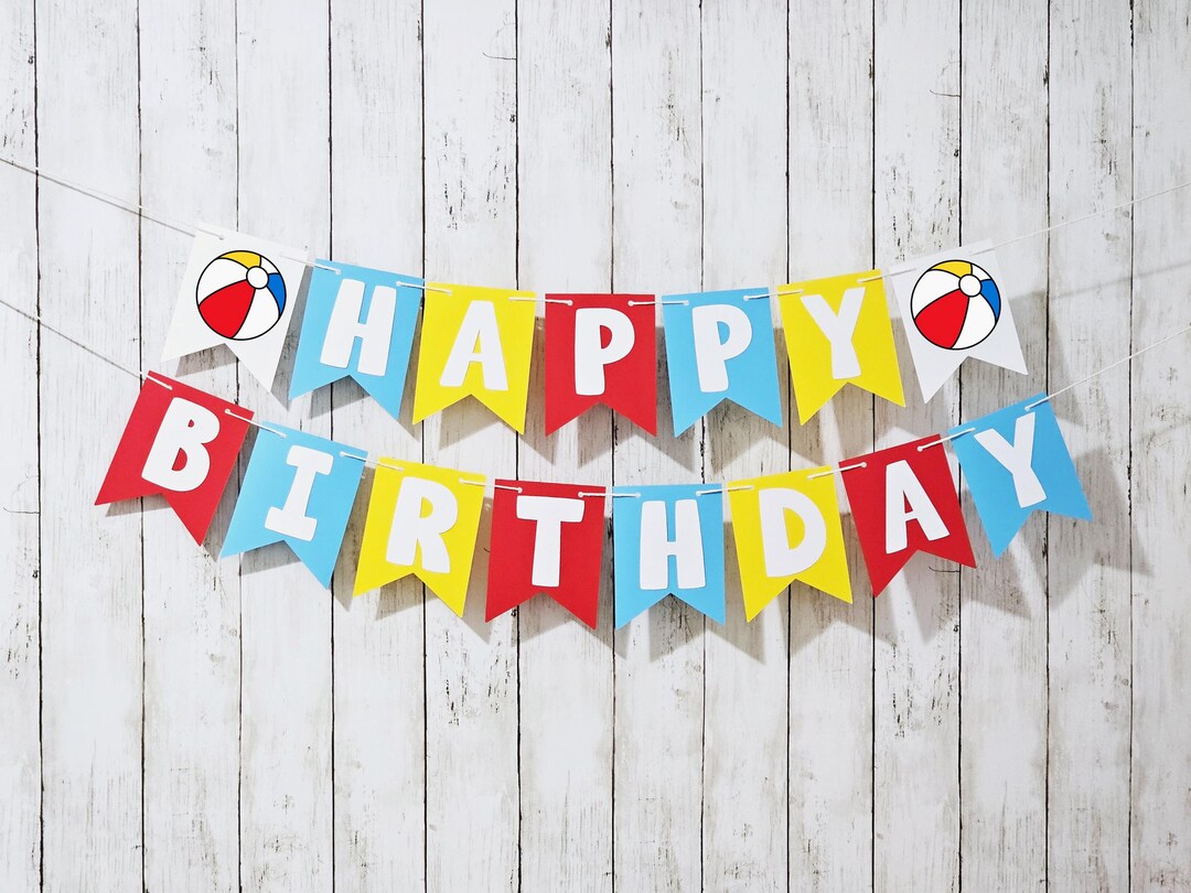 Beach Ball Birthday Banner, Pool Party Banner, Beach Ball Decor, Summer ...