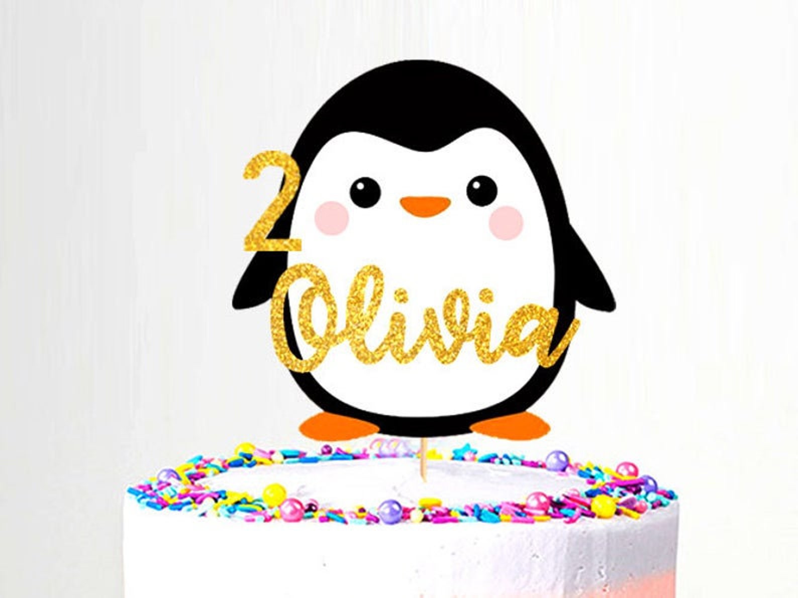 Personalized Penguin Cake Topper - Etsy