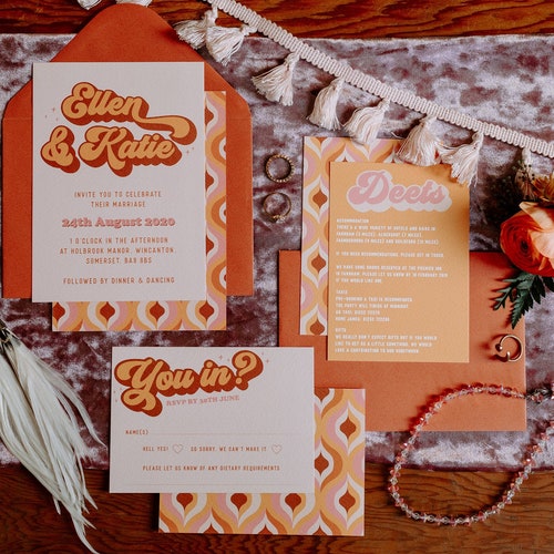 Retro Wedding Invitation Vintage Style Wedding Invitation | Etsy