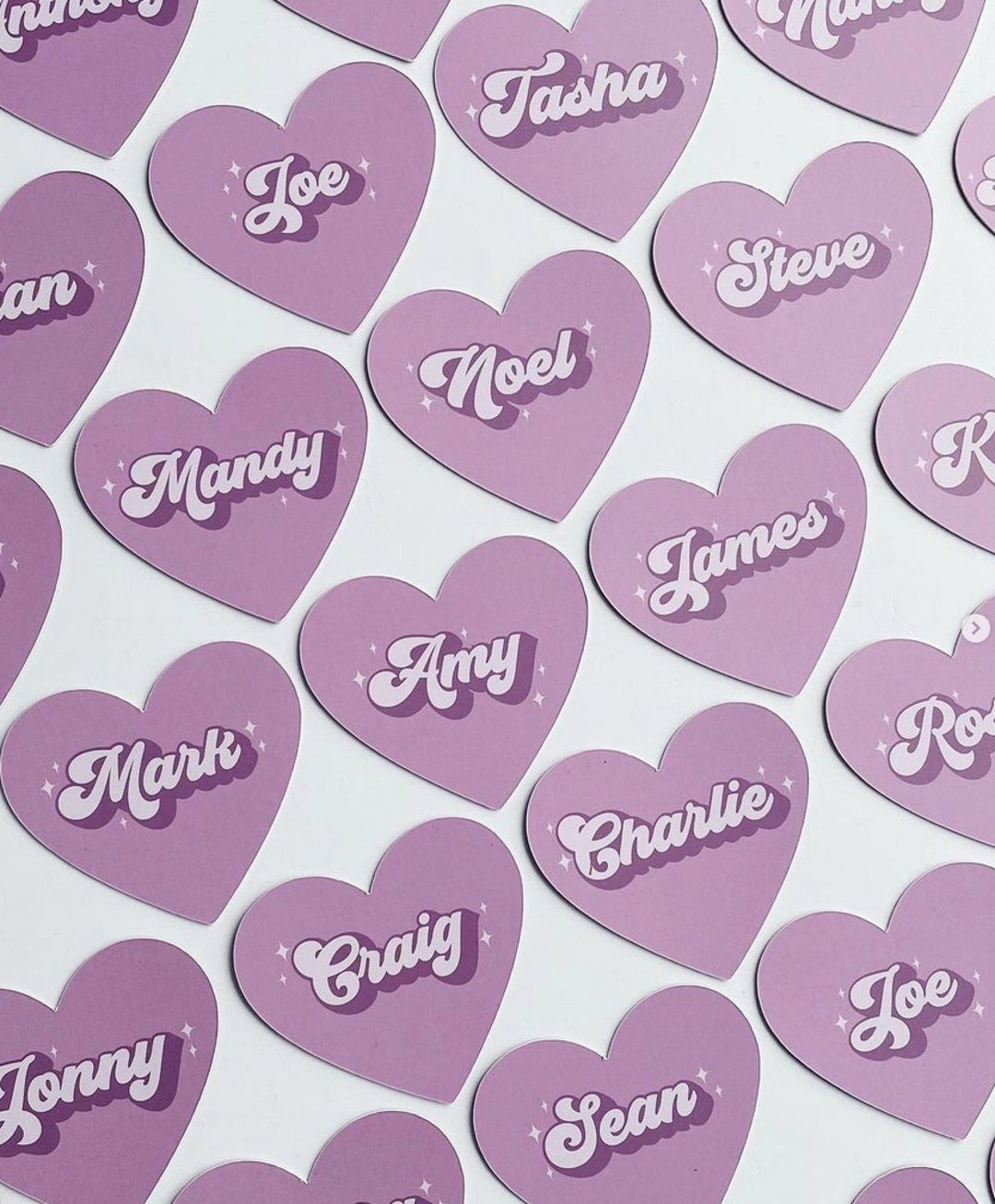 Personalised Heart Shaped Place Cards, Customisable Colours, Wedding ...