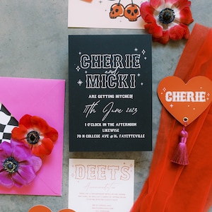 Micki Cool Alternative Pink Black and Red Wedding Stationery Set ...