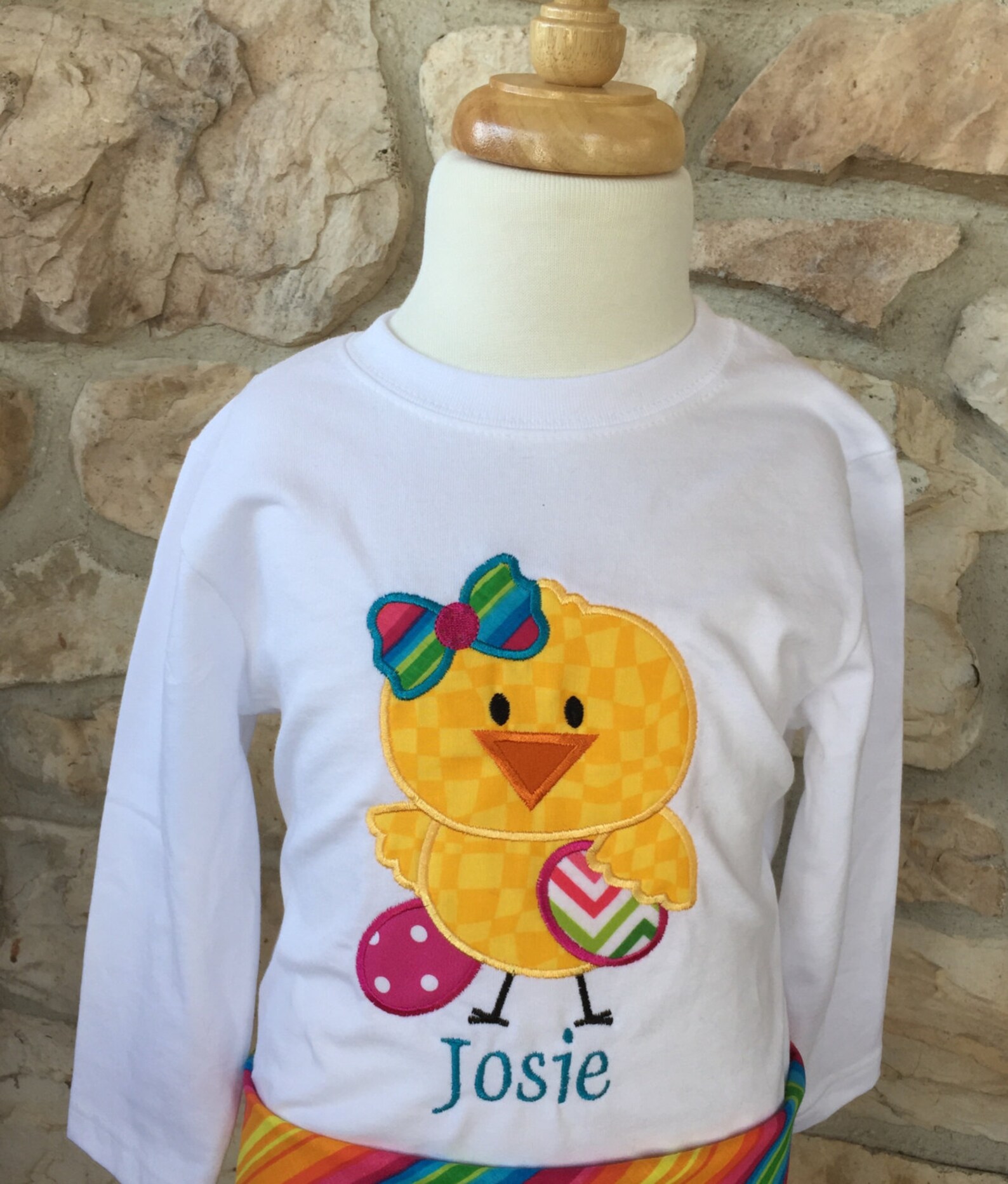 Girls Easter Shirt or Outfit With Bunny in Tulip. Made to - Etsy