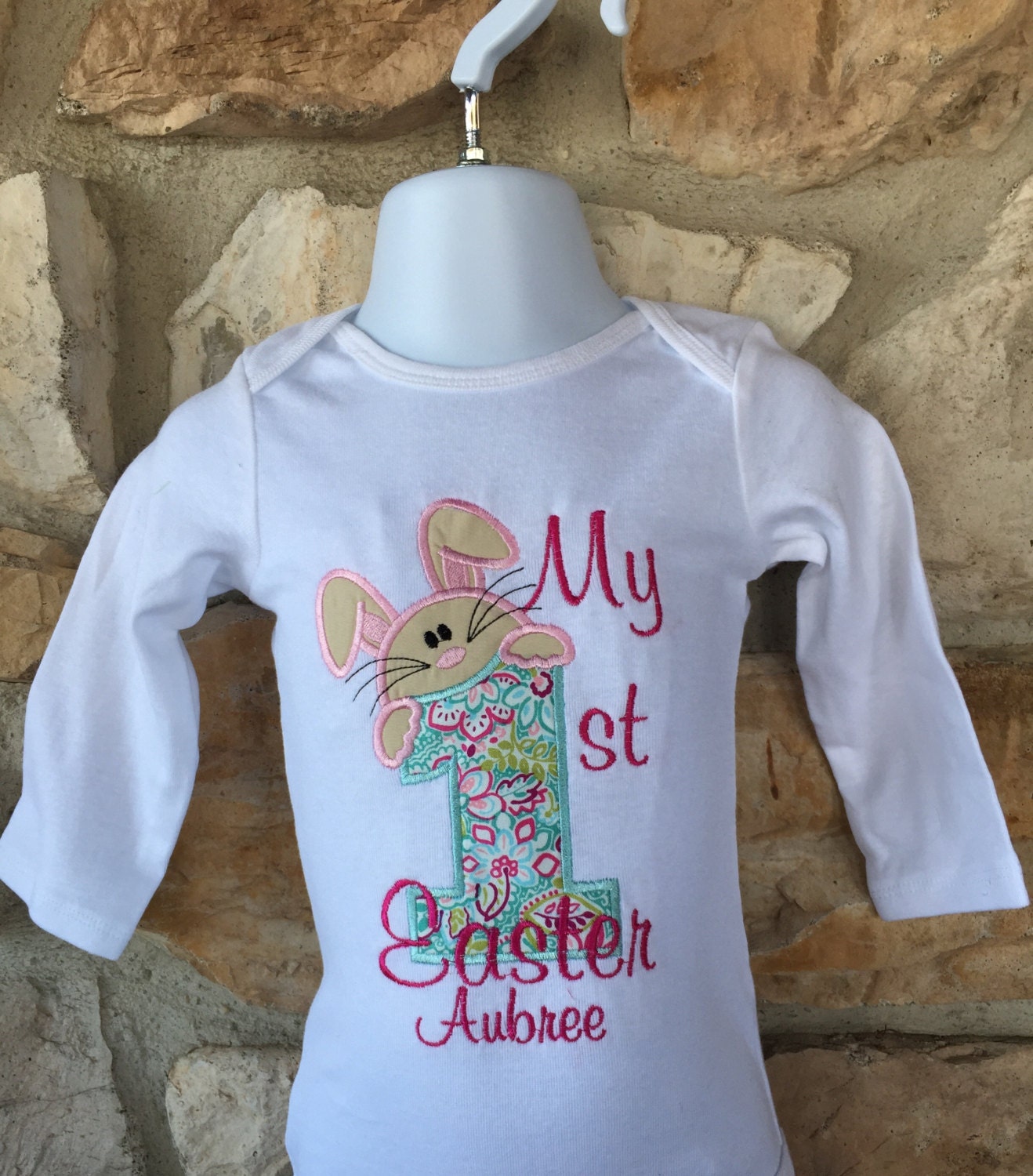 Girls Easter Shirt or Outfit With Bunny in Tulip. Made to | Etsy