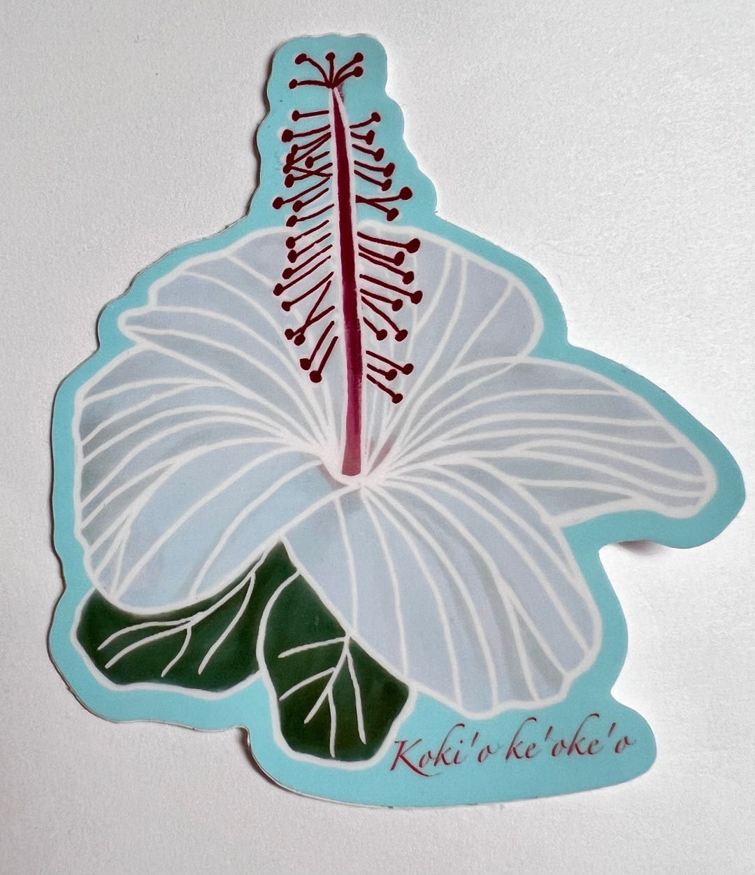 Hawaiian Flower Sticker - Koki'o Ke'oke'o - Etsy