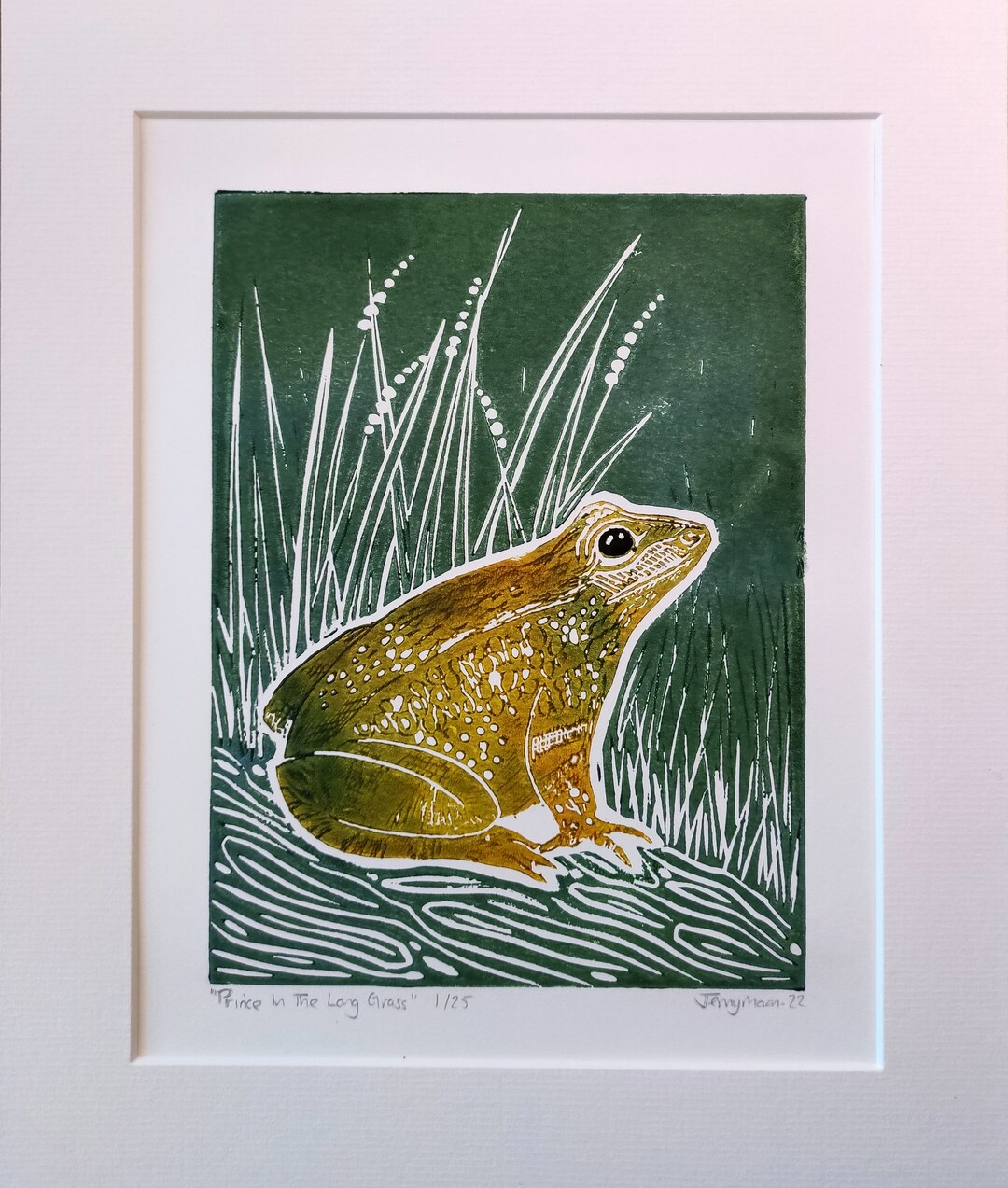 Original Art. Prince in the Long Grass Mounted Original Linocut Print ...