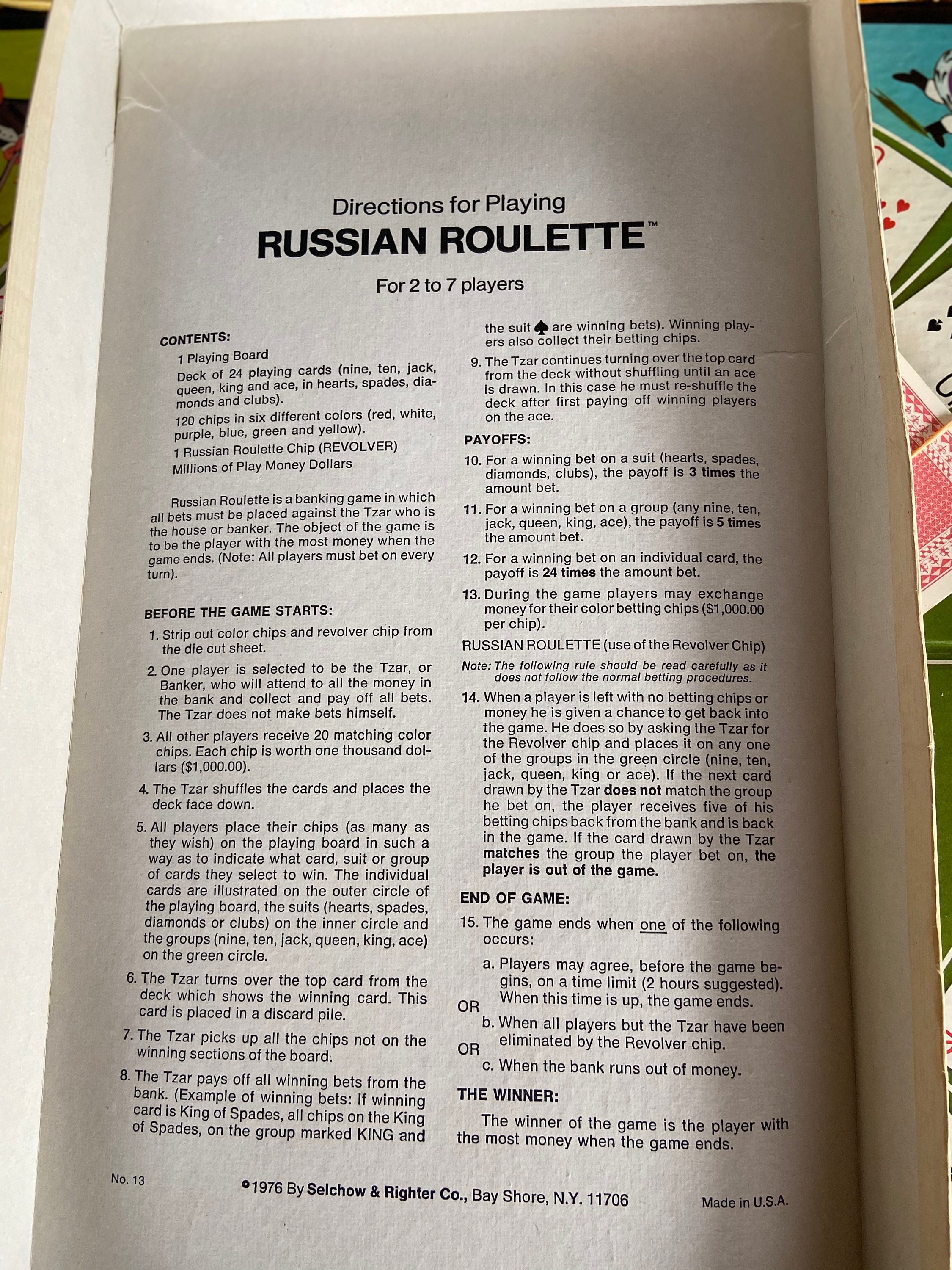 Russian Roulette Board Game - Etsy