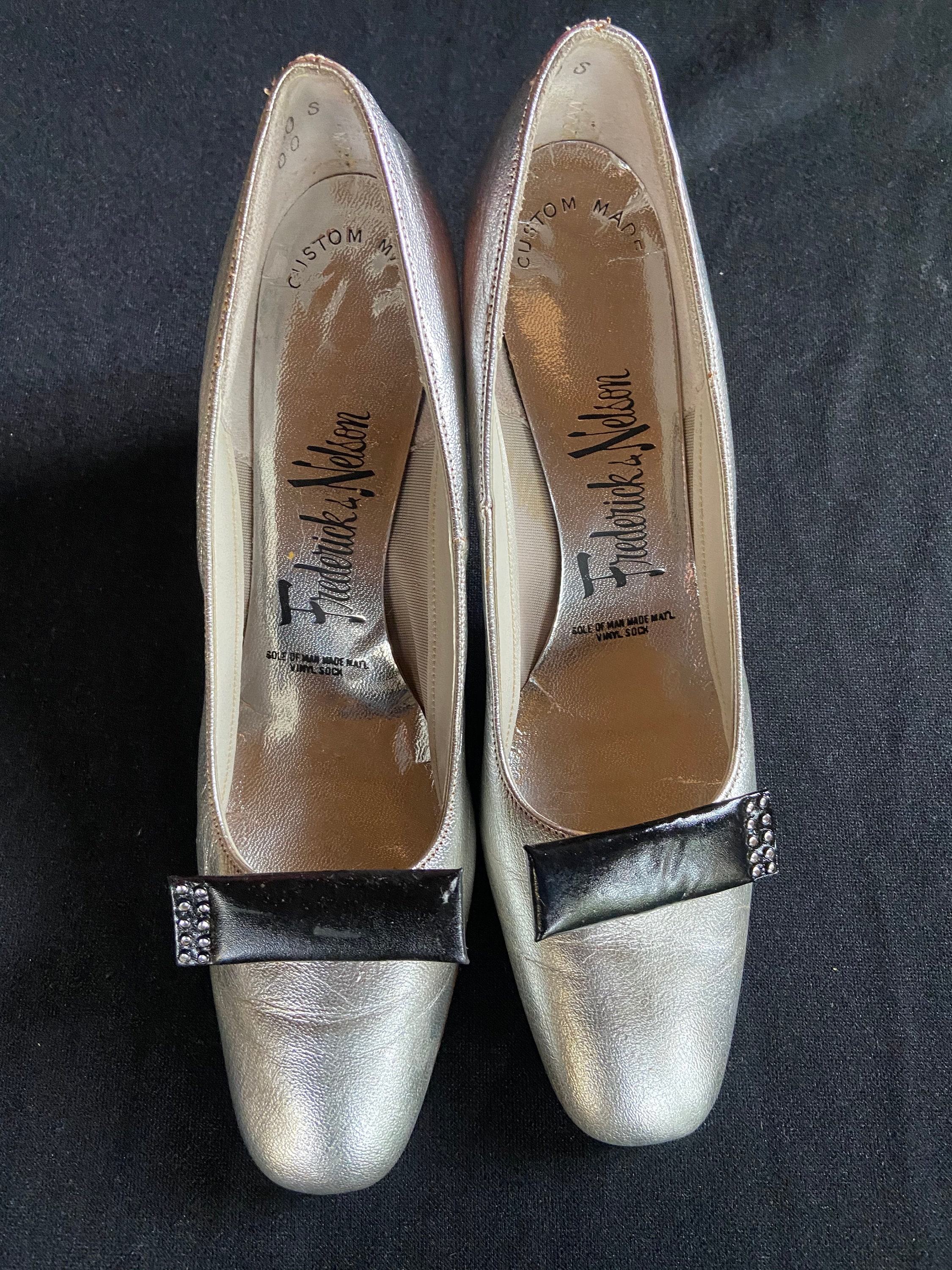 Black Leather Shoe Clips With Tiny Rhinestones on the Side. - Etsy