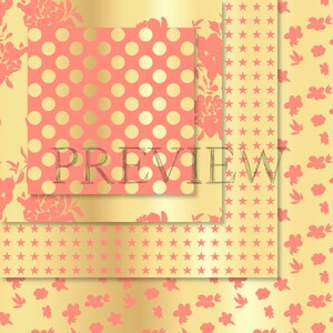 Gold Digital Paper CORAL AND GOLD Background Orange Gold - Etsy