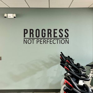 PROGRESS NOT PERFECTION, Gym Wall Decal, Fitness Wall Decal ...