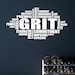 Gym Wall Art Decal, GRIT Word Cloud Typography Design, Grit Quote, Grit ...