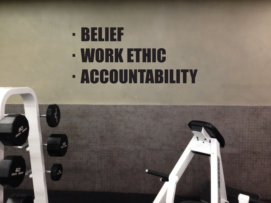 Home Gym Ideas, Wall Decal. Belief, Work Ethic, Accountability - Etsy